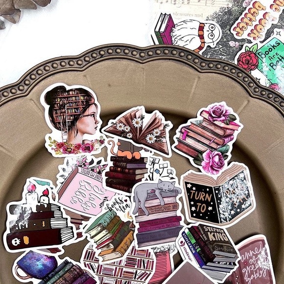 Office | 5 Feminine Book Decal Stickers Its All About The Books Decals ...